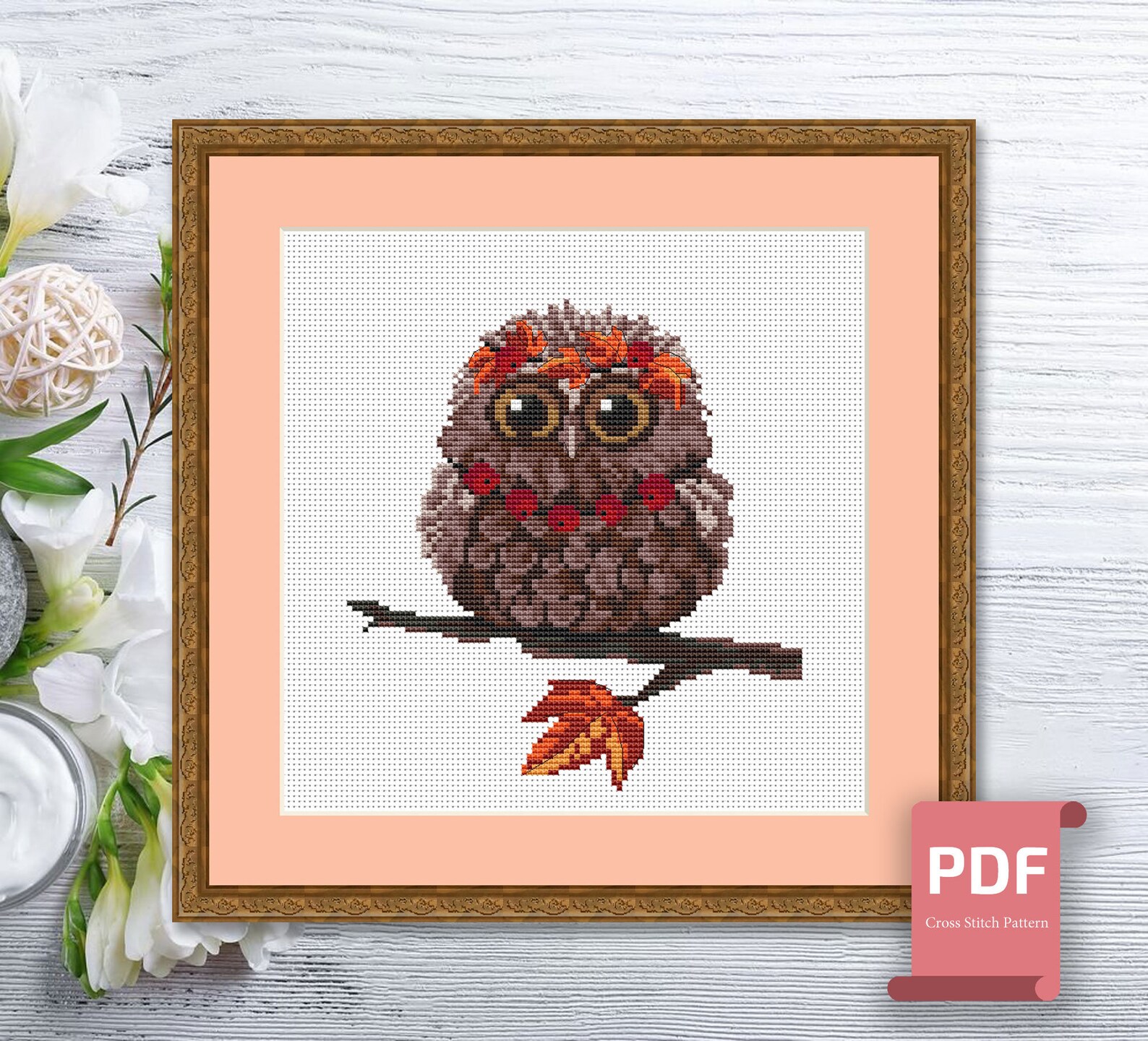 Set of 4 Seasons Owls Cross Stitch Pattern Four Seasons Cross Stitch ...