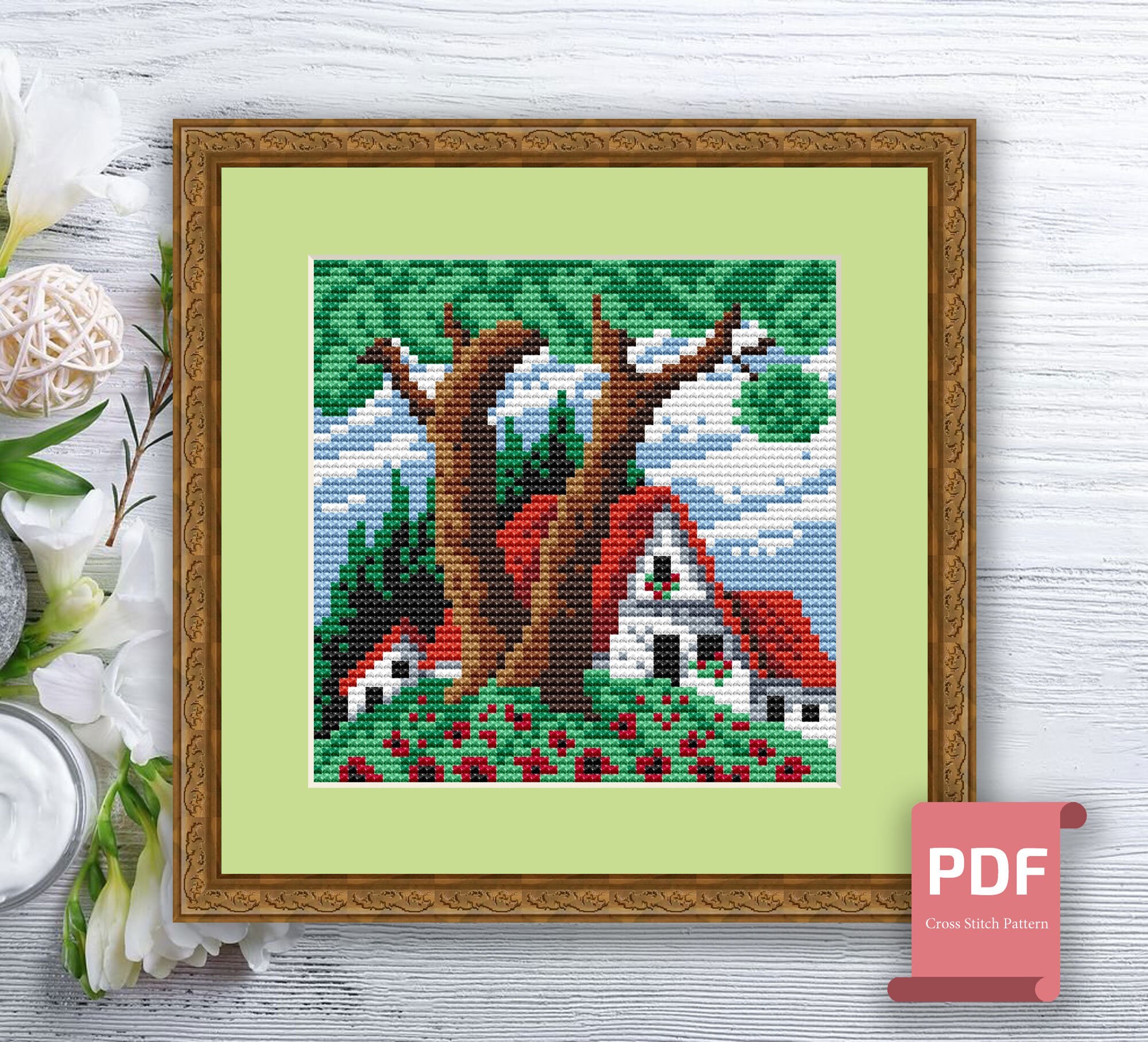 Summer Landscape Cross Stitch Pattern Seasons Cross Stitch Pattern ...