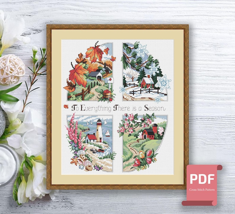 Four Seasons Cross Stitch Pattern | Four Seasons Pattern | Four Seasons ...