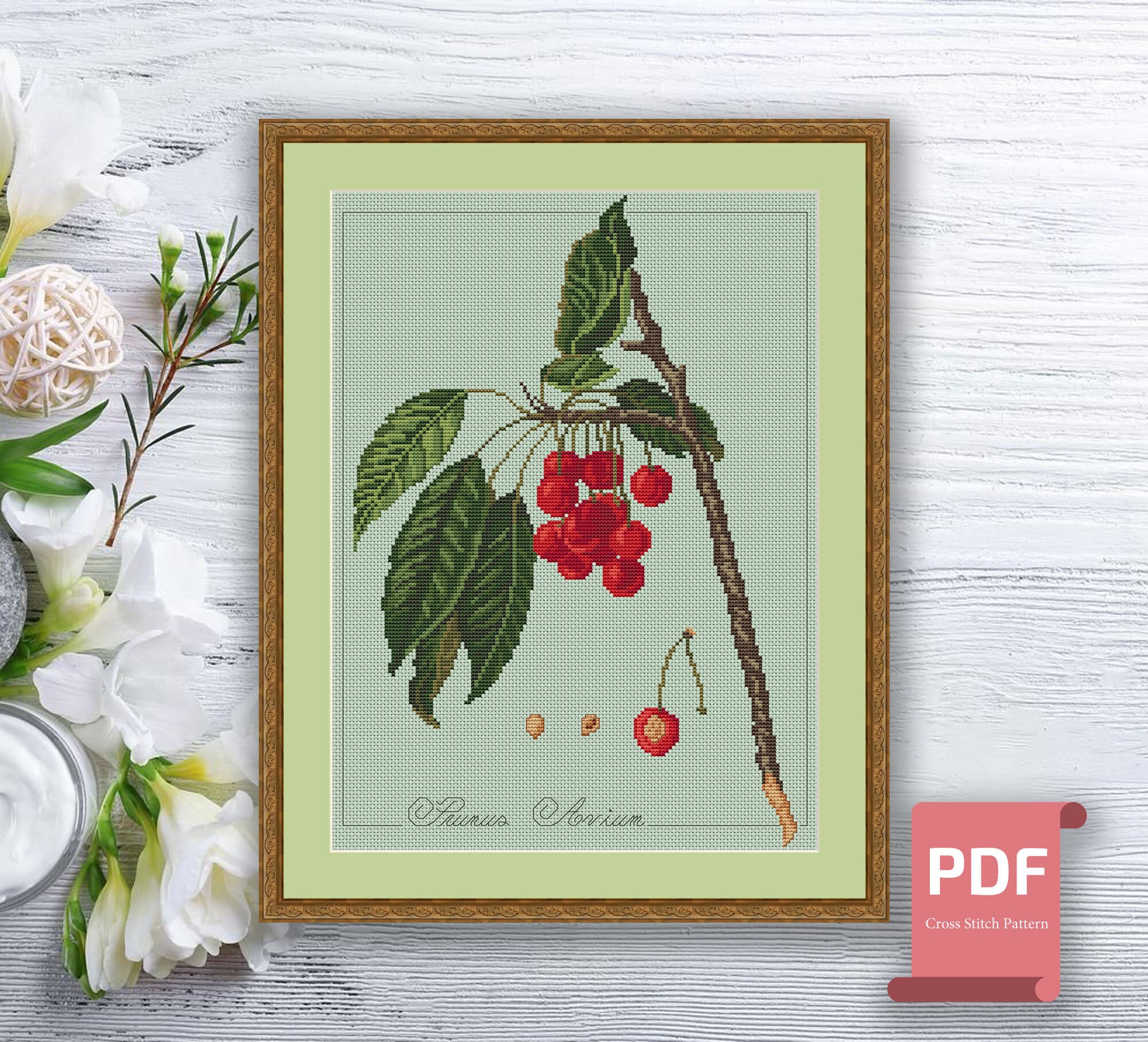 Cherry Cross Stitch Pattern | Fruit Cross Stitch Pattern | Kitchen ...
