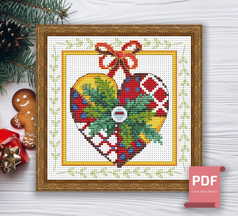 Set of 6 Christmas Ornaments Cross Stitch Pattern Merry Christmas Cross ...