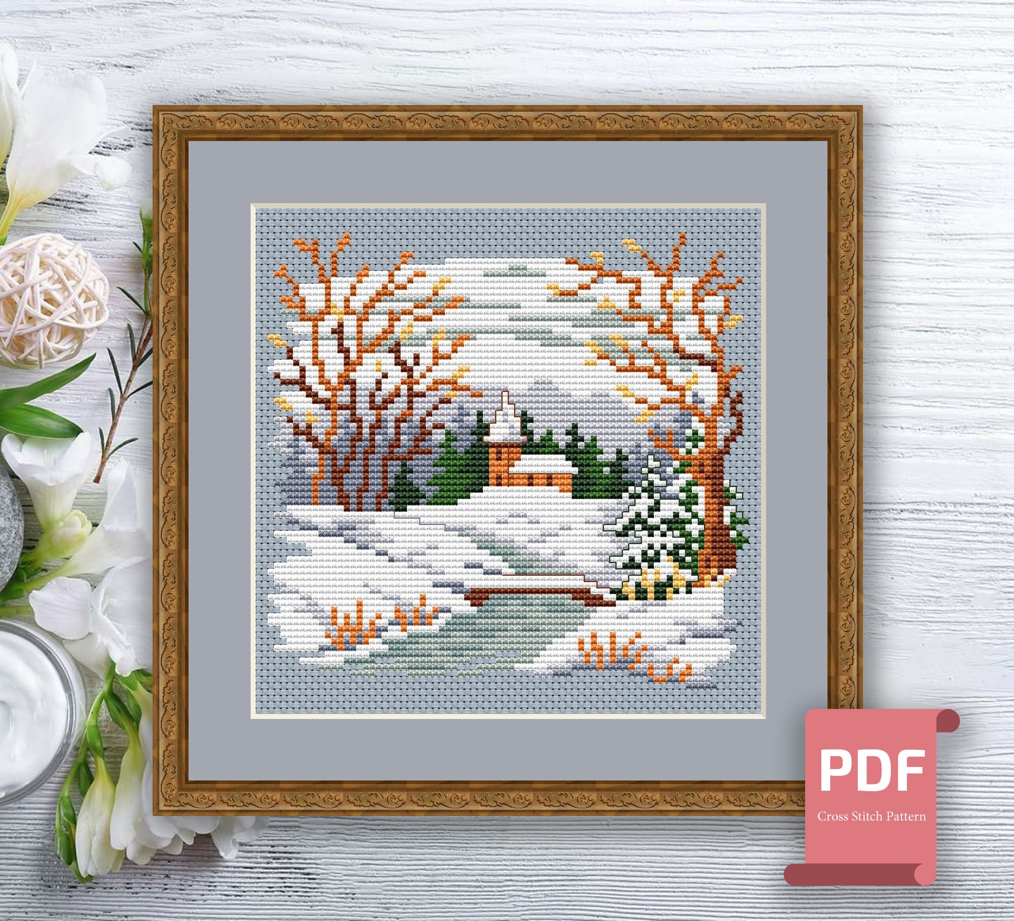 Winter Landscape Cross Stitch Pattern Seasons Cross Stitch - Etsy