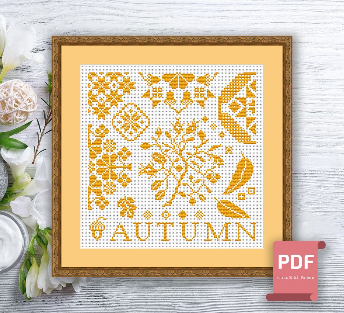 Set of 4 Seasons Cross Stitch Pattern Autumn Cross Stitch - Etsy