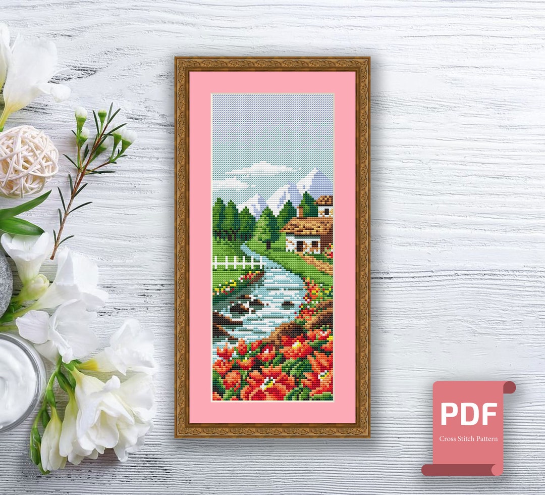 Spring Landscape Cross Stitch Pattern | Seasons Cross Stitch Pattern ...