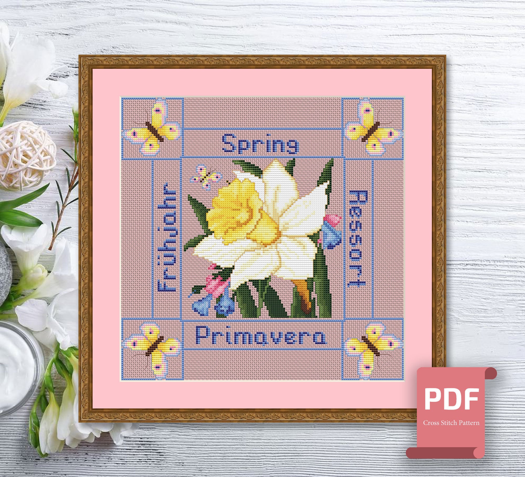 Spring Cross Stitch Pattern Seasons Cross Stitch Pattern Spring Pattern ...