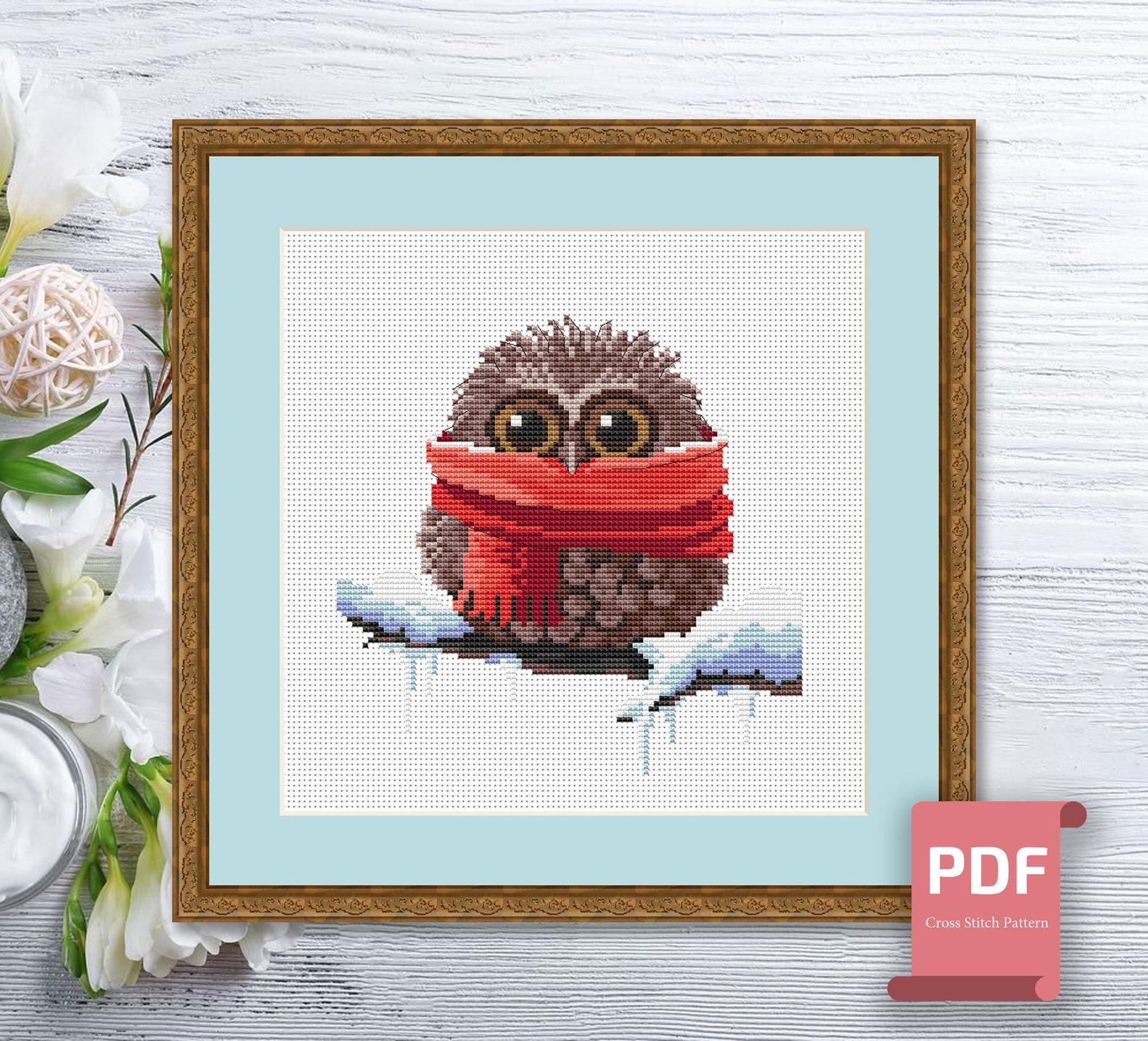 Set of 4 Seasons Owls Cross Stitch Pattern Four Seasons Cross Stitch ...