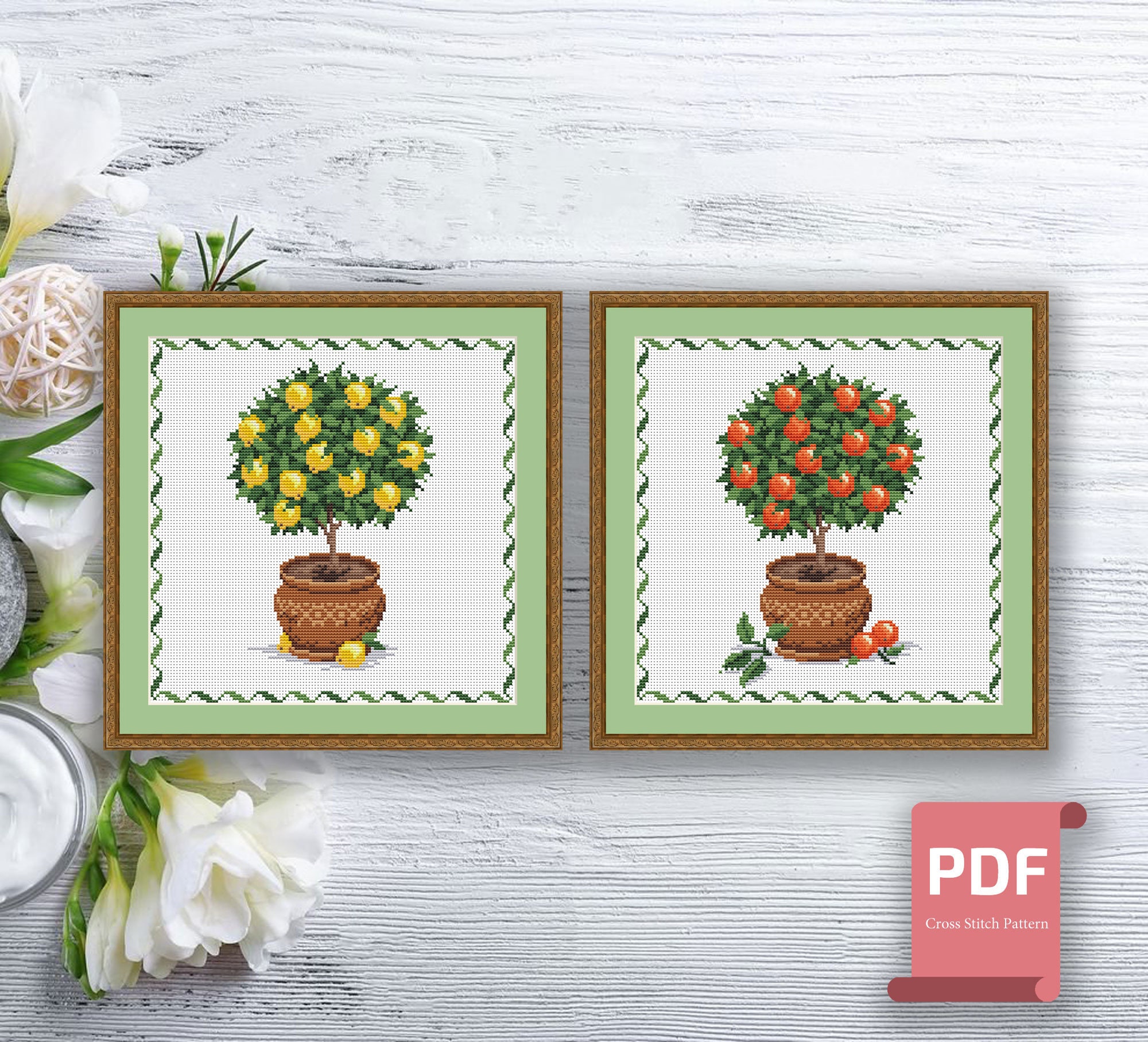 Lemon Tree Cross Stitch Pattern Flowers Cross Stitch Pattern Orange ...
