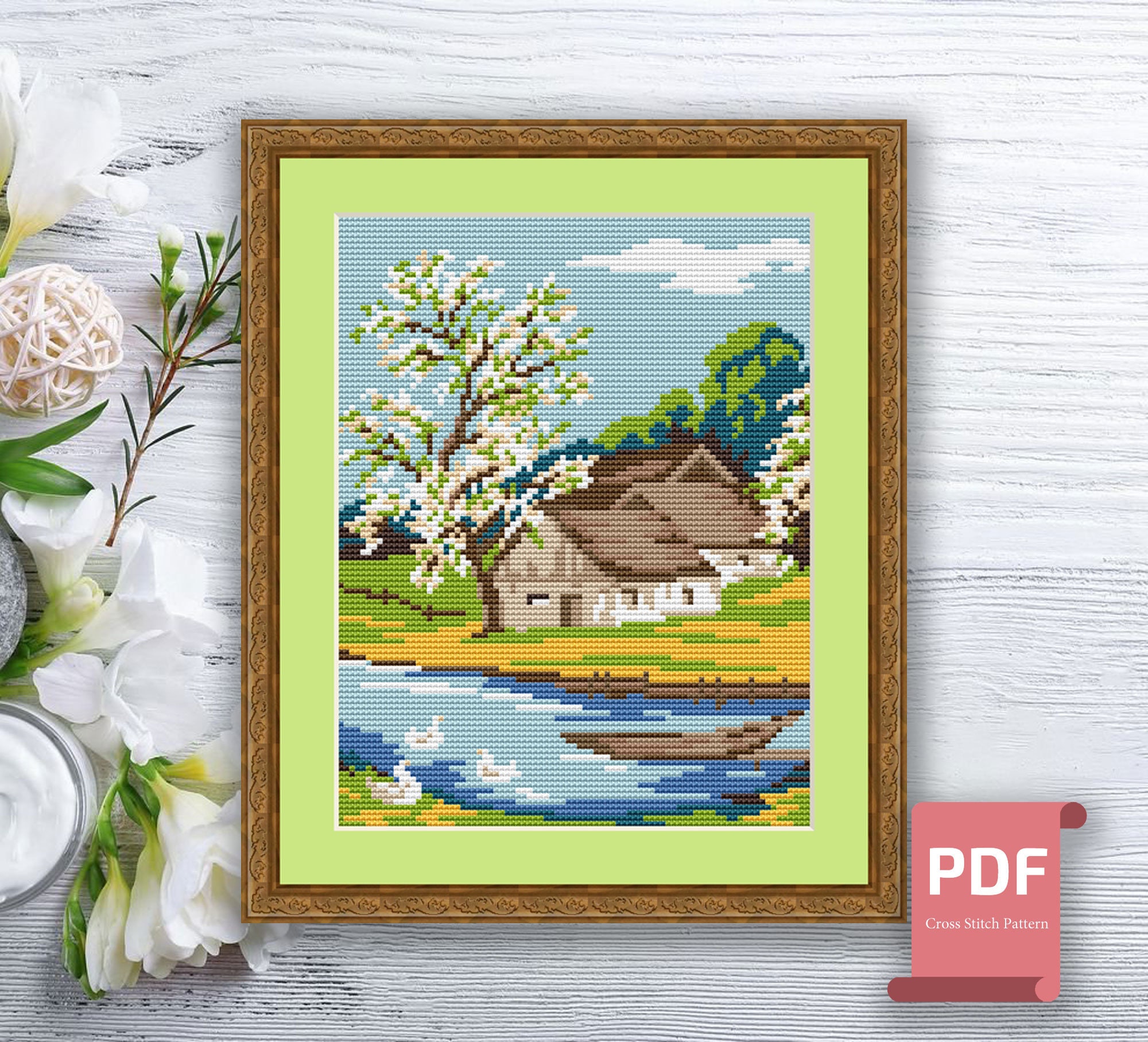 Set of 4 Seasons Landscape Cross Stitch Pattern Seasons Cross Stitch ...