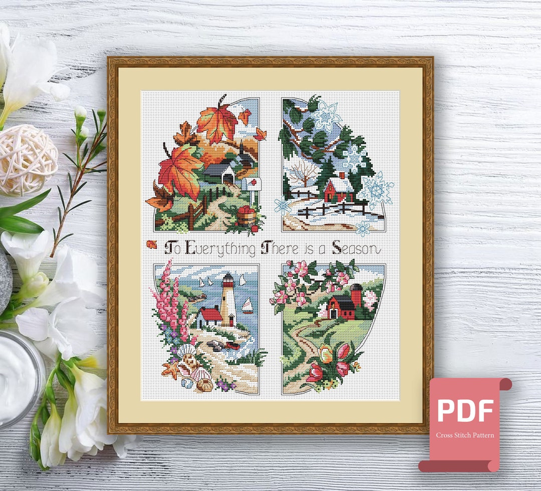 Four Seasons Cross Stitch Pattern Four Seasons Pattern Four Seasons ...