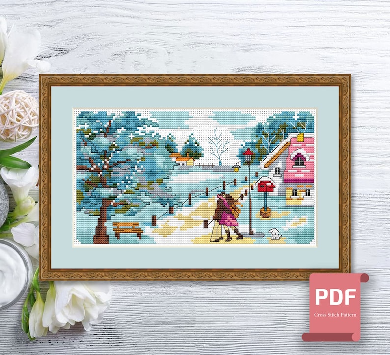Set of 4 Seasons Landscape Cross Stitch Pattern Seasons - Etsy