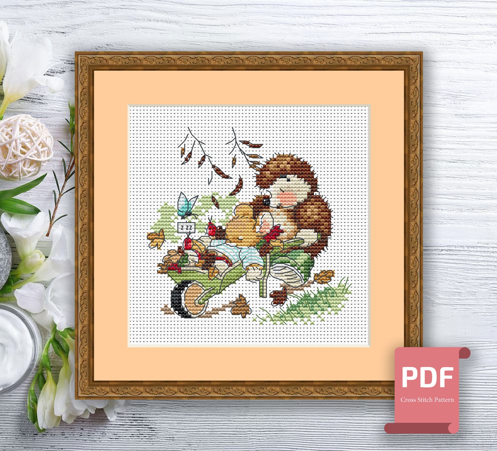 Set of 4 Seasons Hedgehogs Cross Stitch Pattern | Autumn Cross Stitch ...