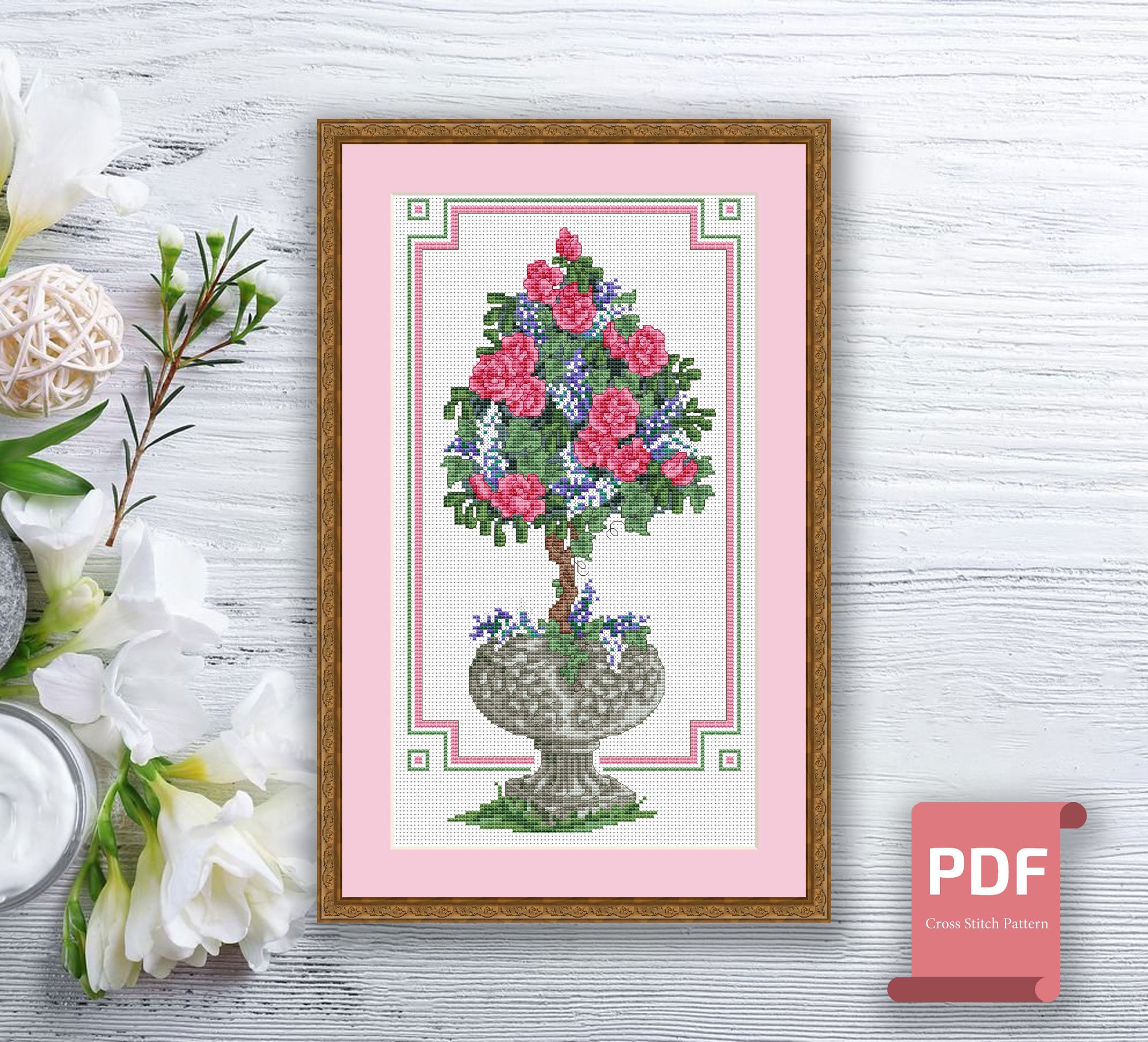 Set of 4 Seasons Topiary Cross Stitch Pattern Tree Four Seasons Pattern ...