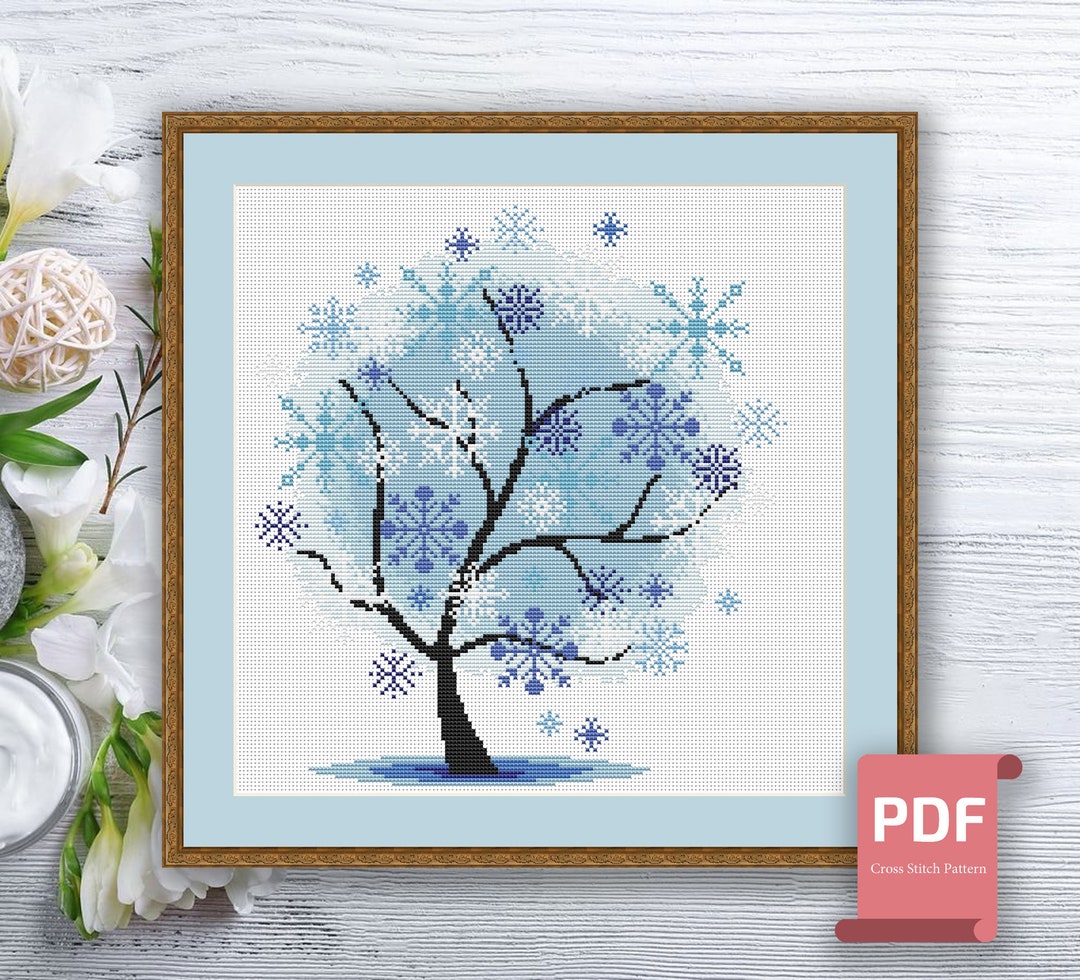 Winter Tree Cross Stitch Pattern | Seasons Cross Stitch Pattern ...