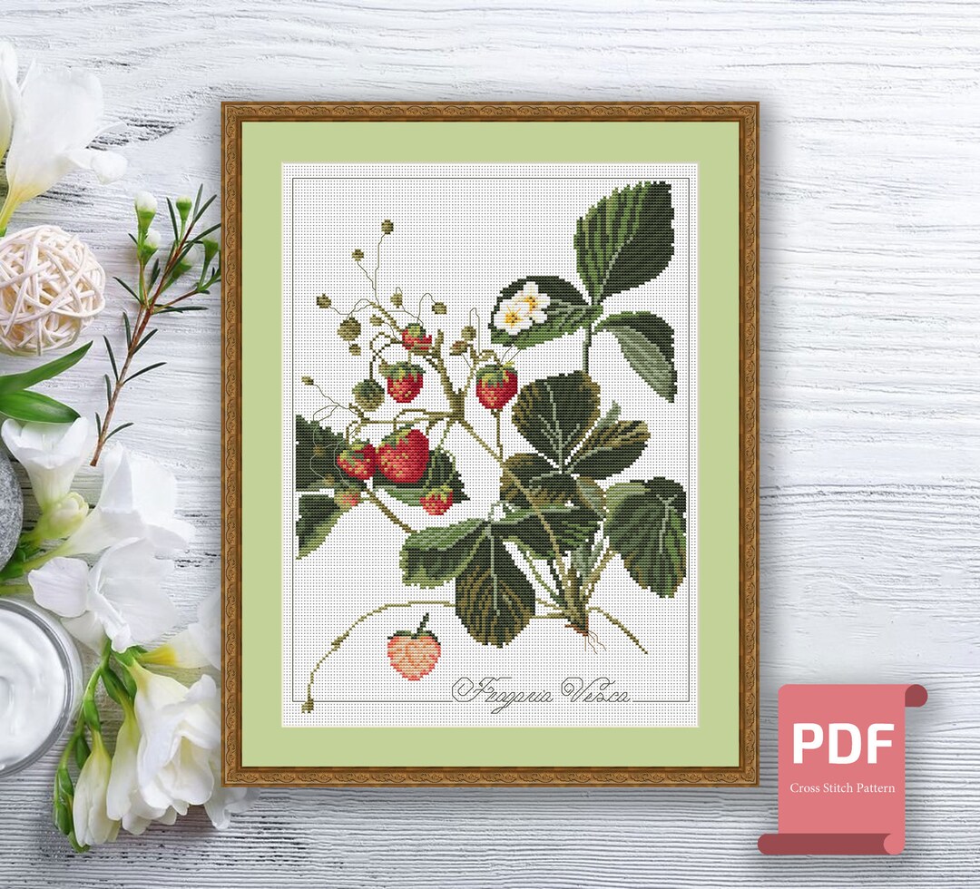 Strawberry Cross Stitch Pattern | Fruit Cross Stitch Pattern | Kitchen ...
