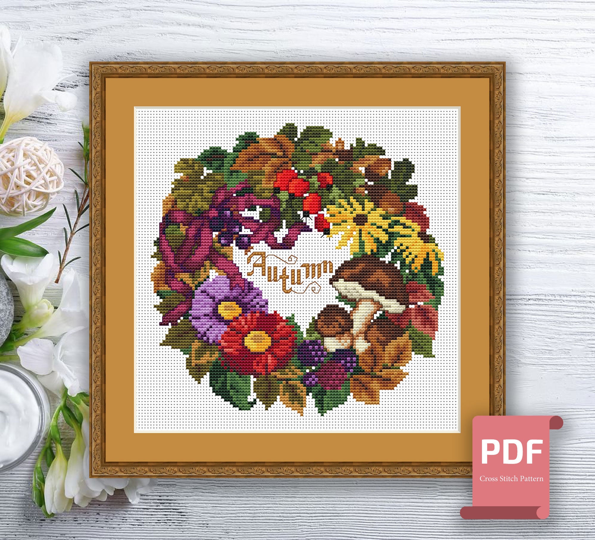 Set of 4 Seasons Cross Stitch Pattern Autumn Cross Stitch - Etsy
