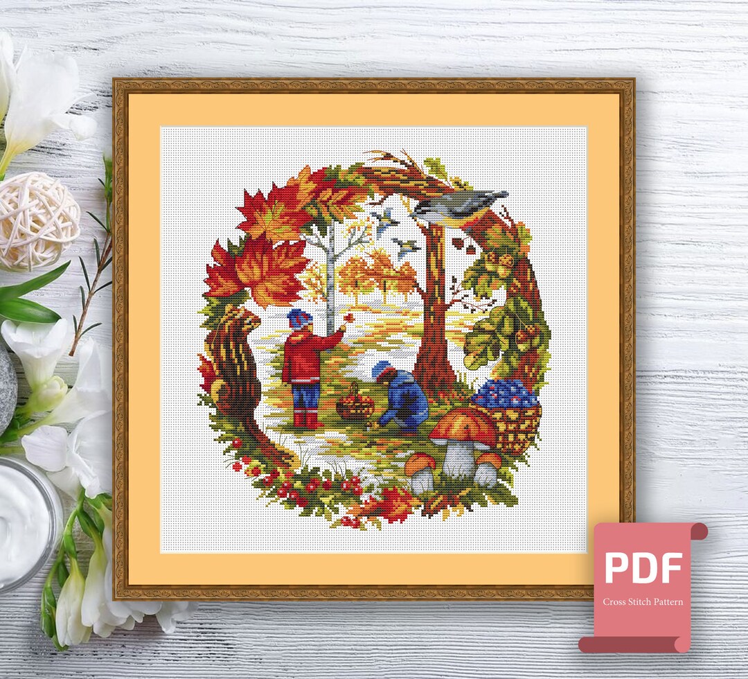 Autumn Cross Stitch Pattern | Seasons Cross Stitch Pattern | Autumn ...