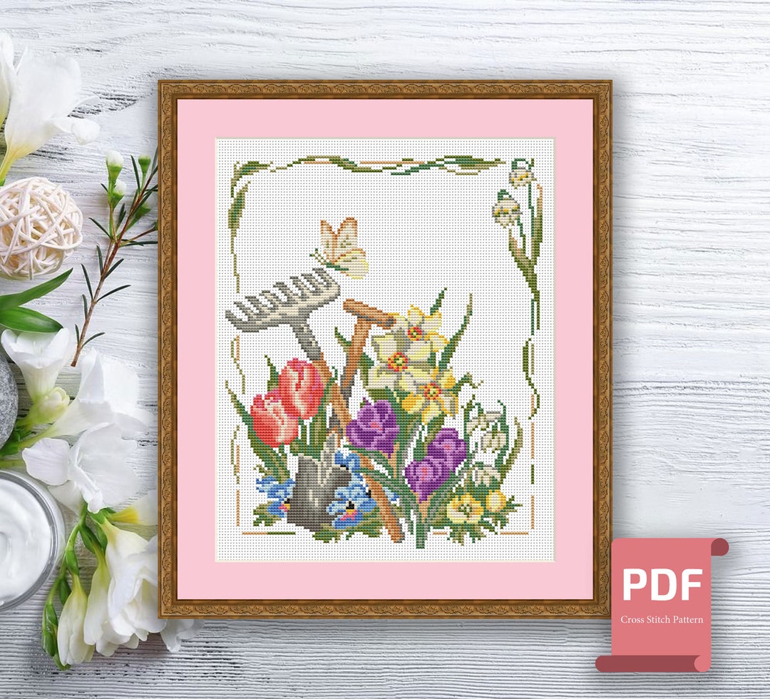 Spring Garden Cross Stitch Pattern | Seasons Cross Stitch Pattern ...