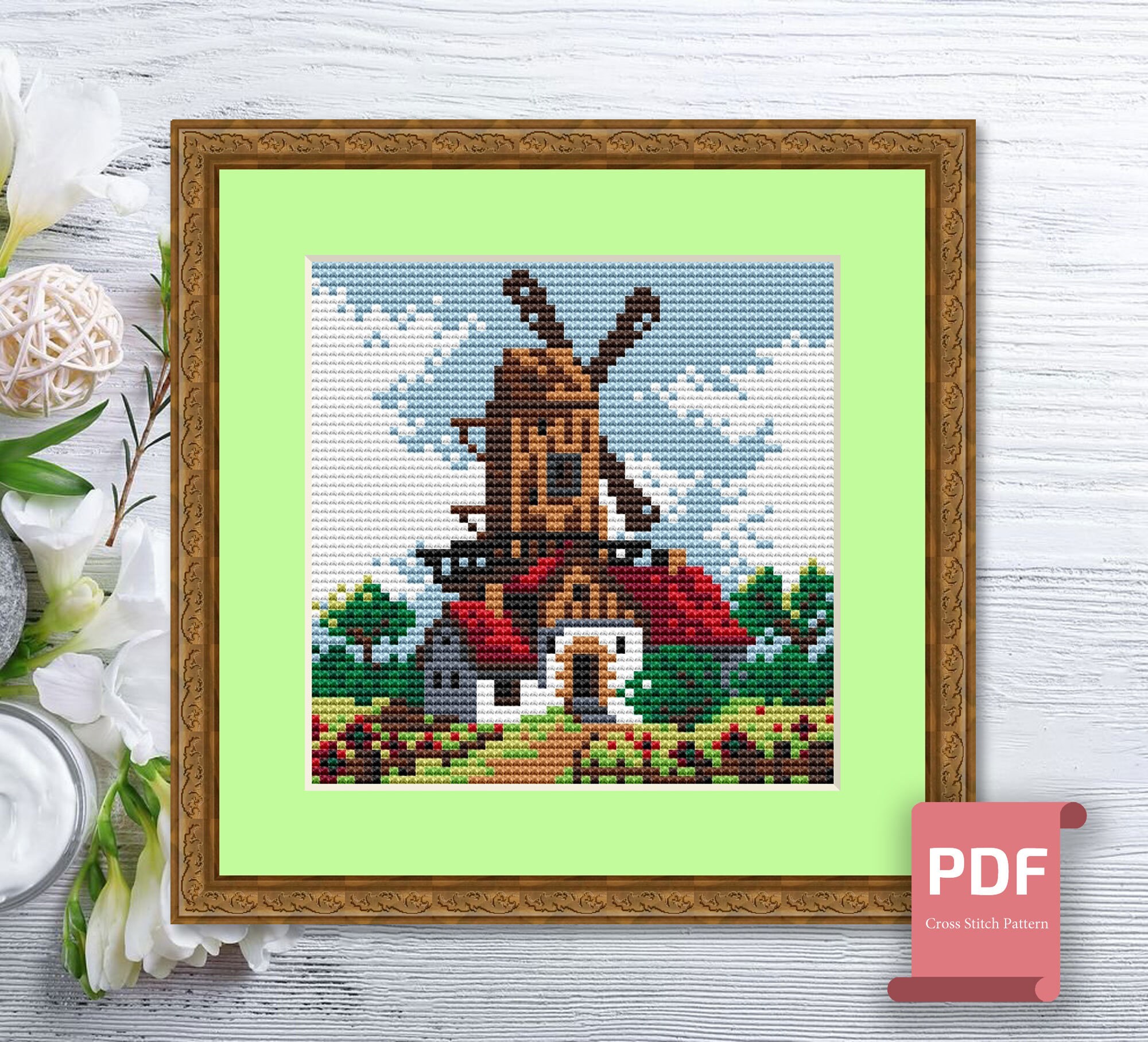 Summer Windmill Cross Stitch Pattern Seasons Cross Stitch - Etsy