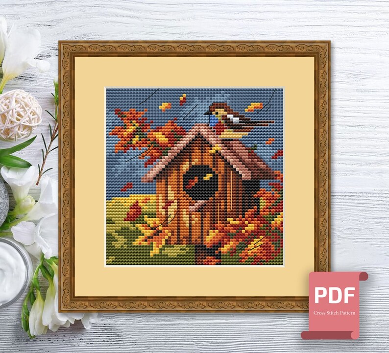 Autumn Birdhouse Cross Stitch Pattern Seasons Cross Stitch - Etsy