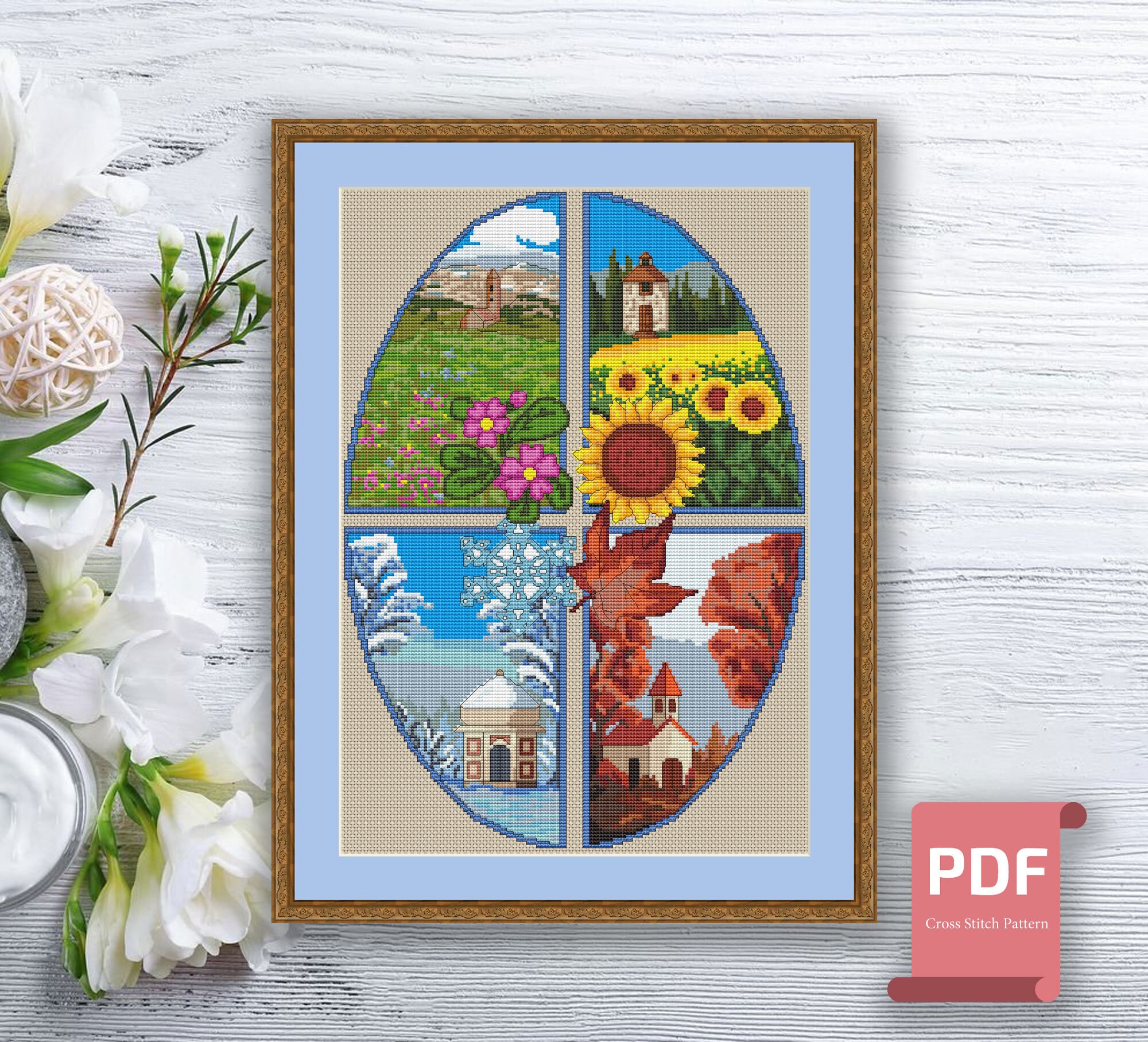 Four Seasons Cross Stitch Pattern 4 Seasons Pattern Welcome Four ...