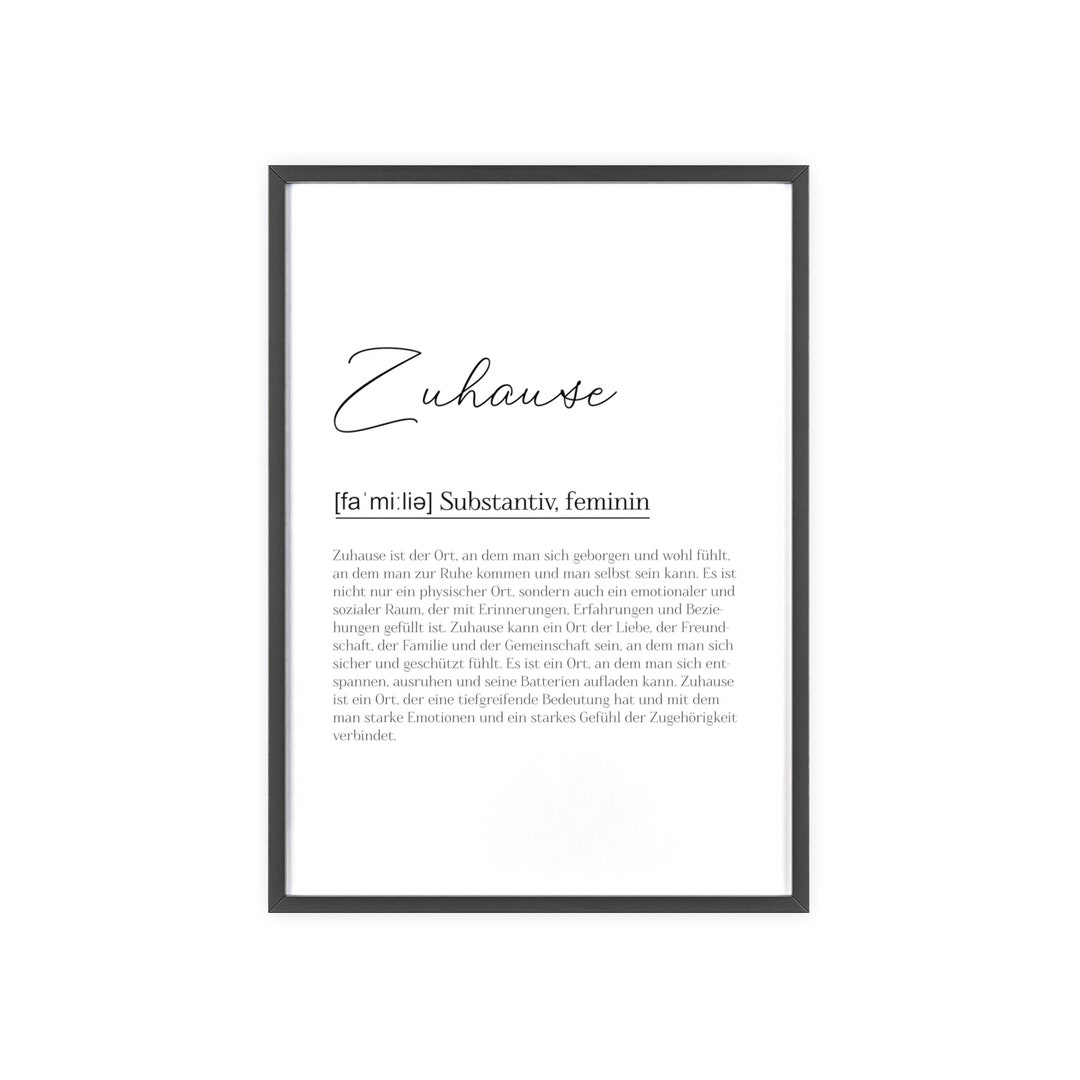 Home Definition Poster With Frame - Etsy