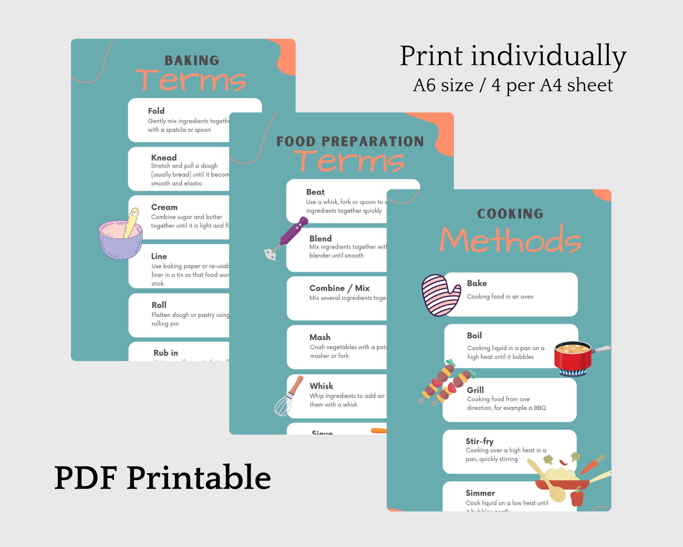 Food Tech, Home Economics Printable, Learning Resource, Kitchen Terms ...
