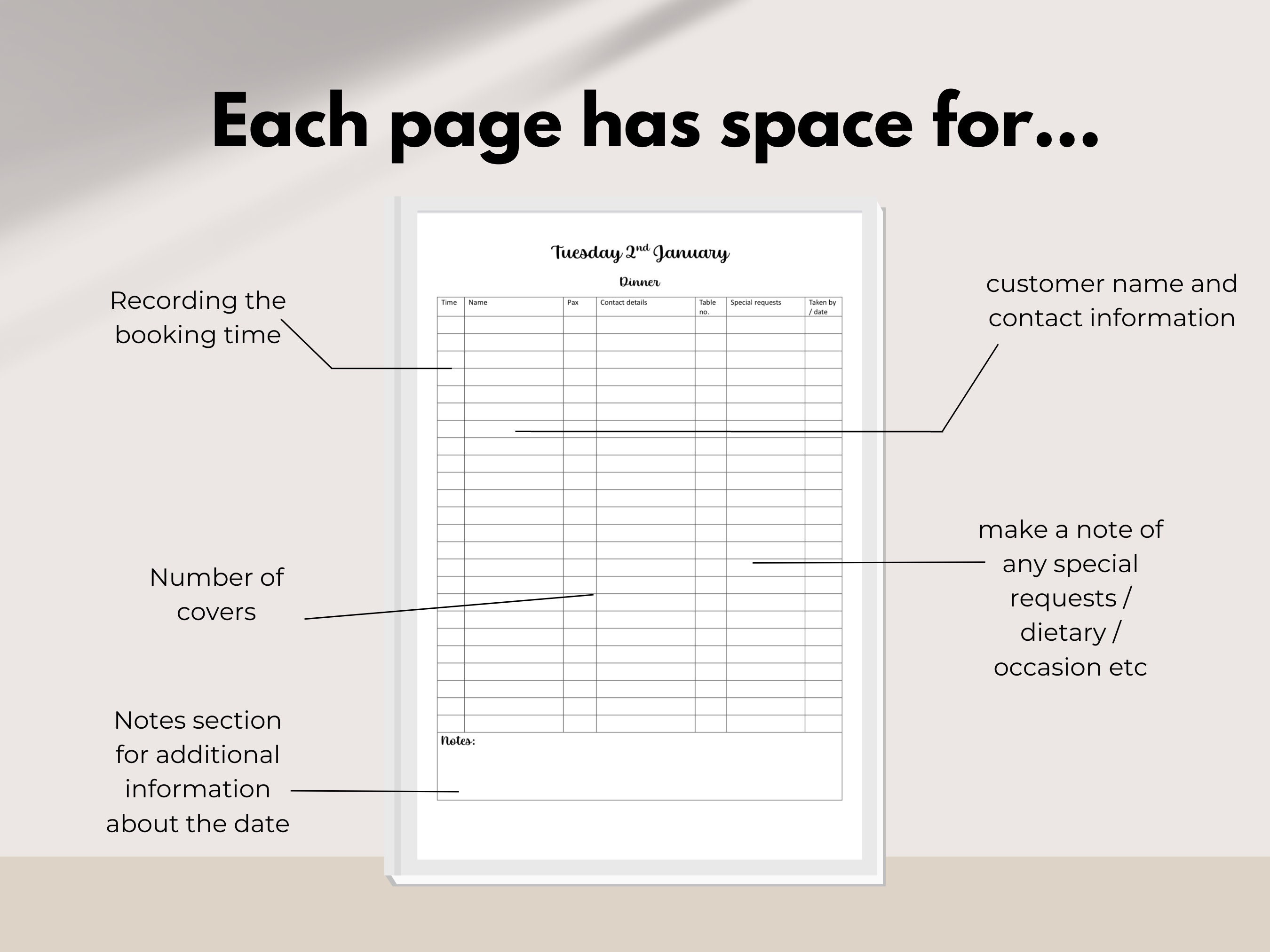 Restaurant Booking Diary 2024, Restaurant Reservation Sheet, A4 ...