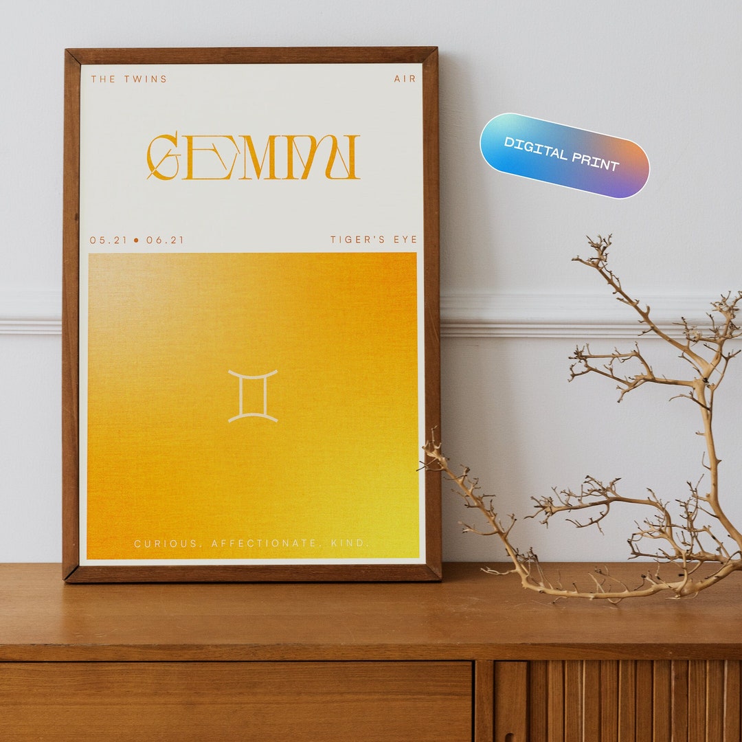 Gemini Minimal Printable Digital Artwork, Astrology, Zodiac, Star Sign ...