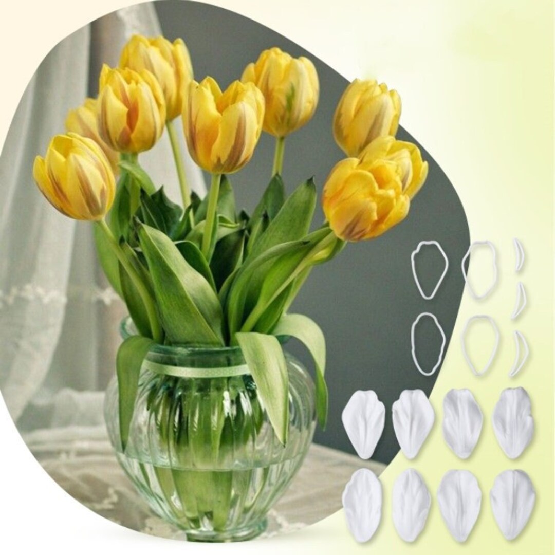 Tulip Silicone Veiner and Plastic Cutter, Floral Silicone Mold for ...