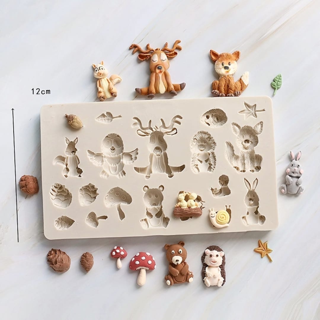 Forest Theme, Animals, Rabbits, Nuts, Wooden Doors Silicone Mold ...