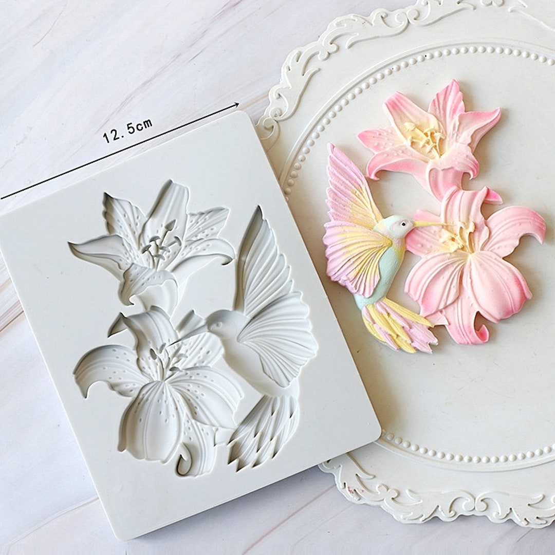 Bird, Branch, Magnolia, Lily, Plum Blossom, Flowers Silicone Mold ...
