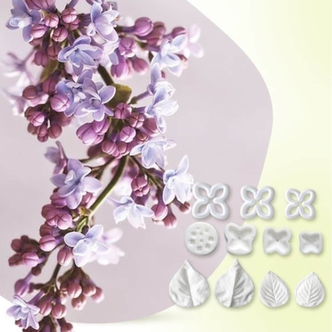 Lilac Silicone Veiner and Plastic Cutter, Floral Silicone Mold for ...
