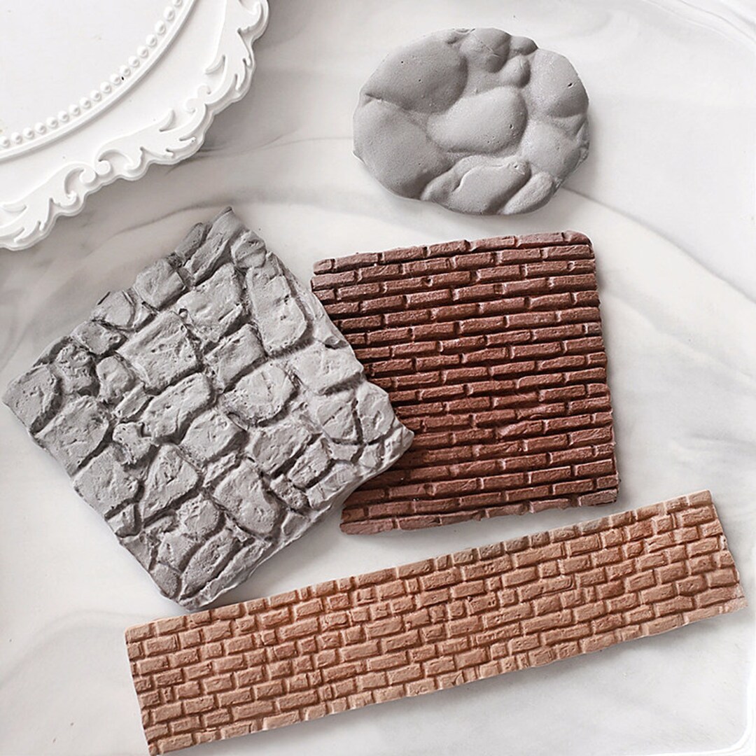 Brick Walls, Soil, and Stone Patterns Silicone Mold, Polymer Clay Mold ...