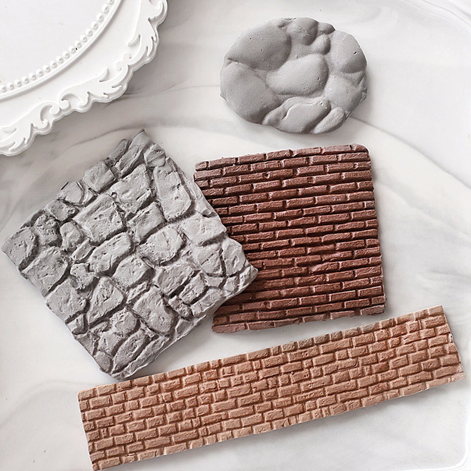 Brick Walls, Soil, and Stone Patterns Silicone Mold, Polymer Clay Mold ...