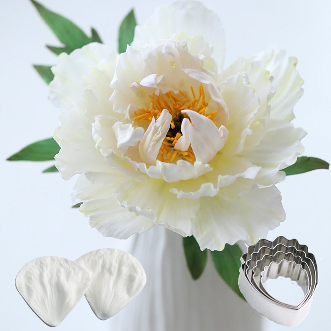Peony Silicone Veiner and Plastic Cutter, Floral Silicone Mold for ...