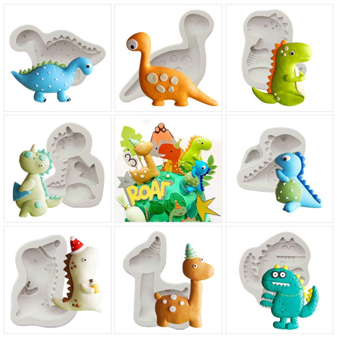 Cartoon Dinosaur, Monster Silicone Mold - Polymer Clay Mold, Fondant ...