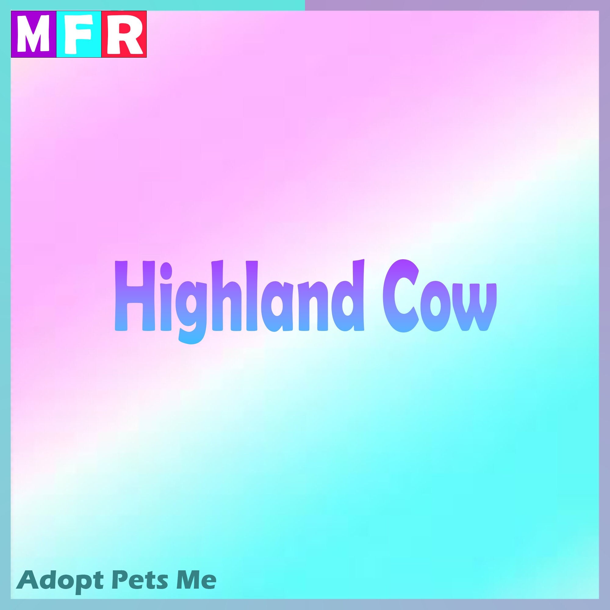 Adopt Me Highland Cow MFR Mega Neon Fly Ride Virtual Pet - Etsy
