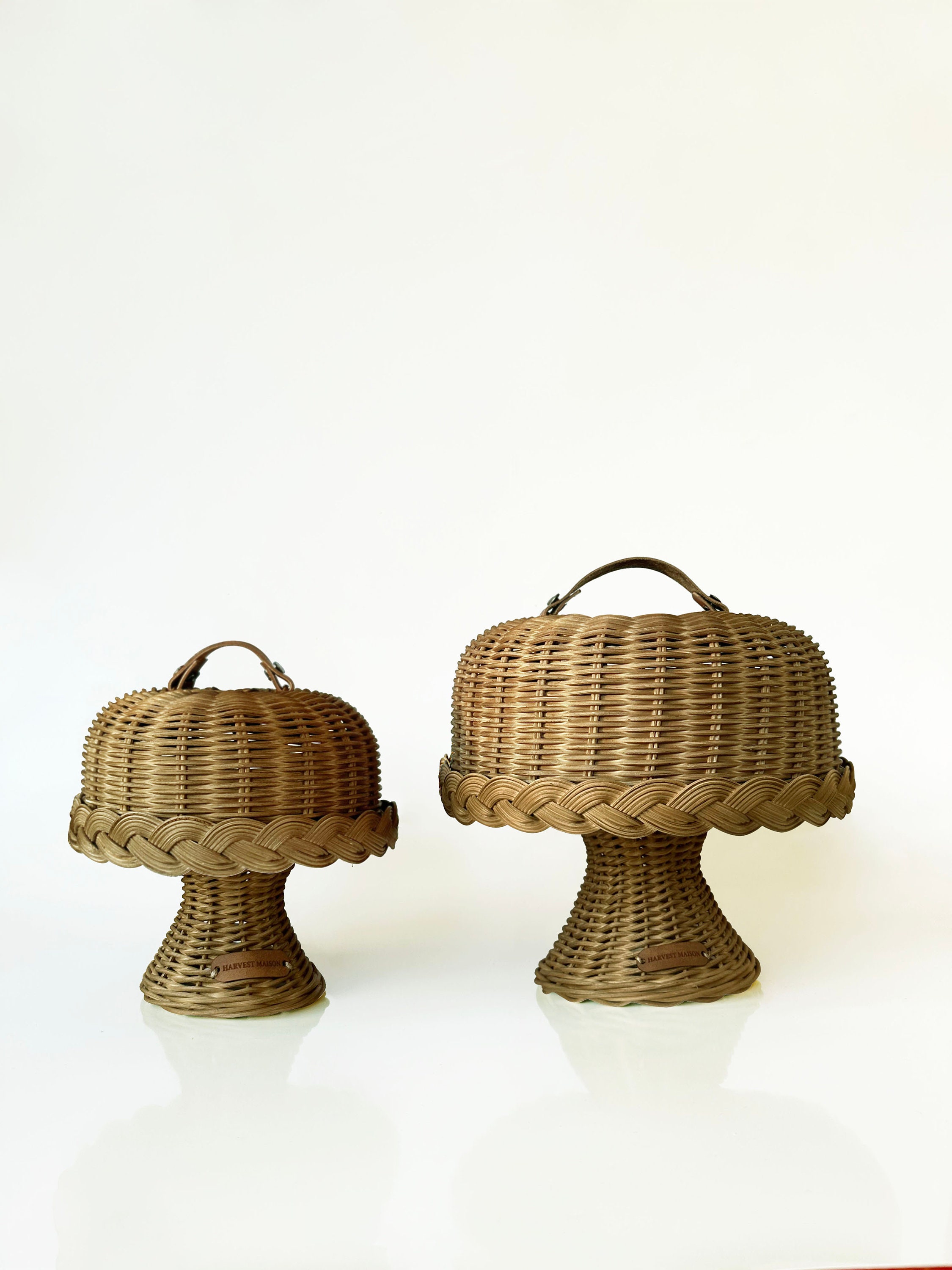 Rustic Wicker Cake Pedestal, 12 Inch Cake Stand With Dome, Rattan Woven ...