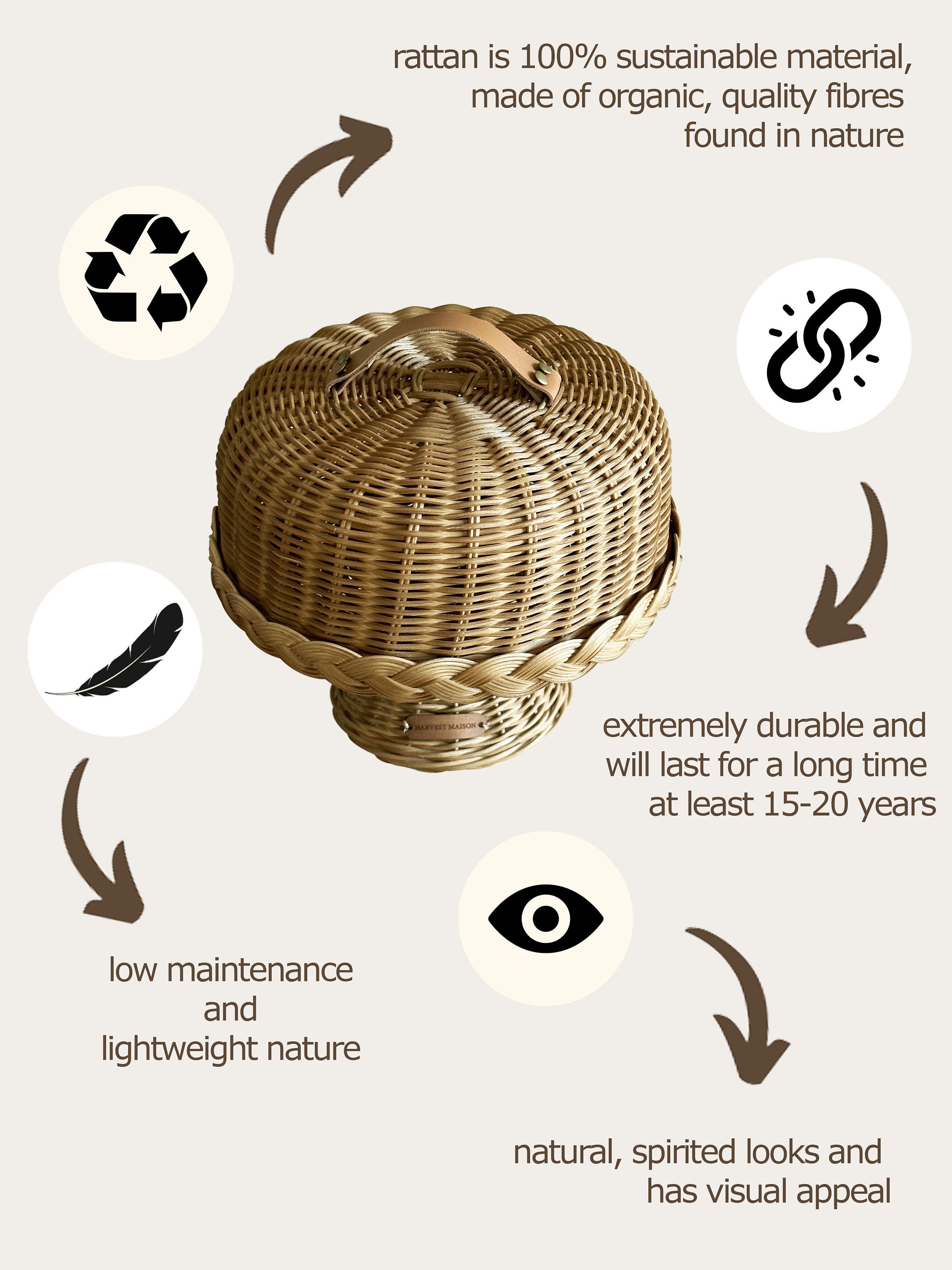 Rustic Wicker Cake Pedestal, 12 Inch Cake Stand With Dome, Rattan Woven ...