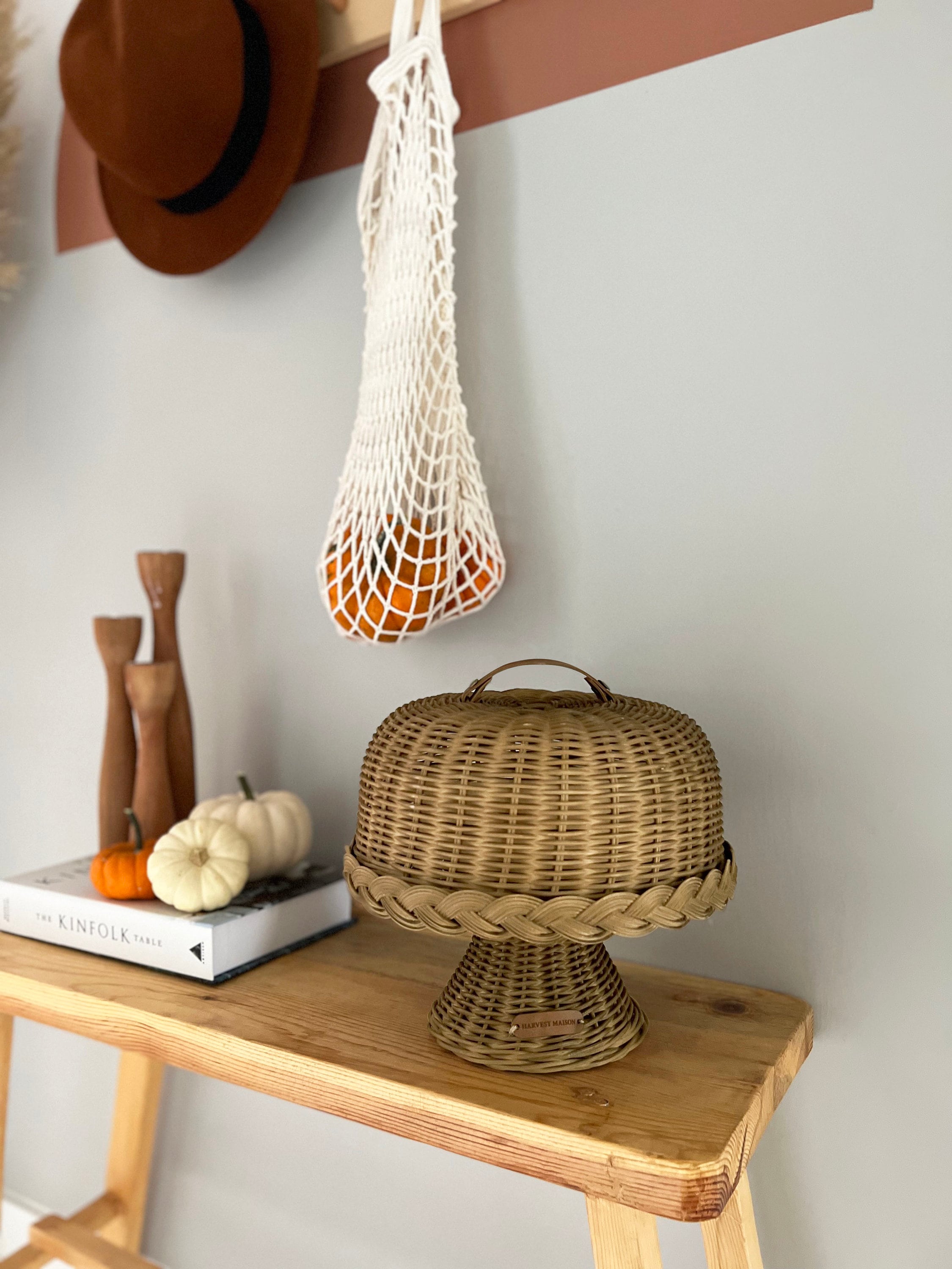 Rustic Wicker Cake Pedestal, 12 Inch Cake Stand With Dome, Rattan Woven ...