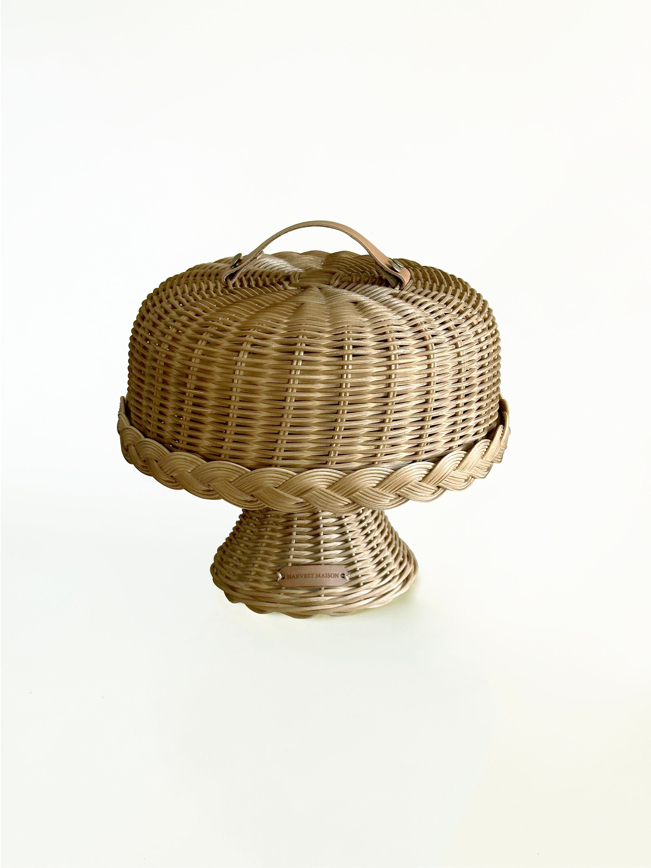 Rustic Wicker Cake Pedestal, 12 Inch Cake Stand With Dome, Rattan Woven ...
