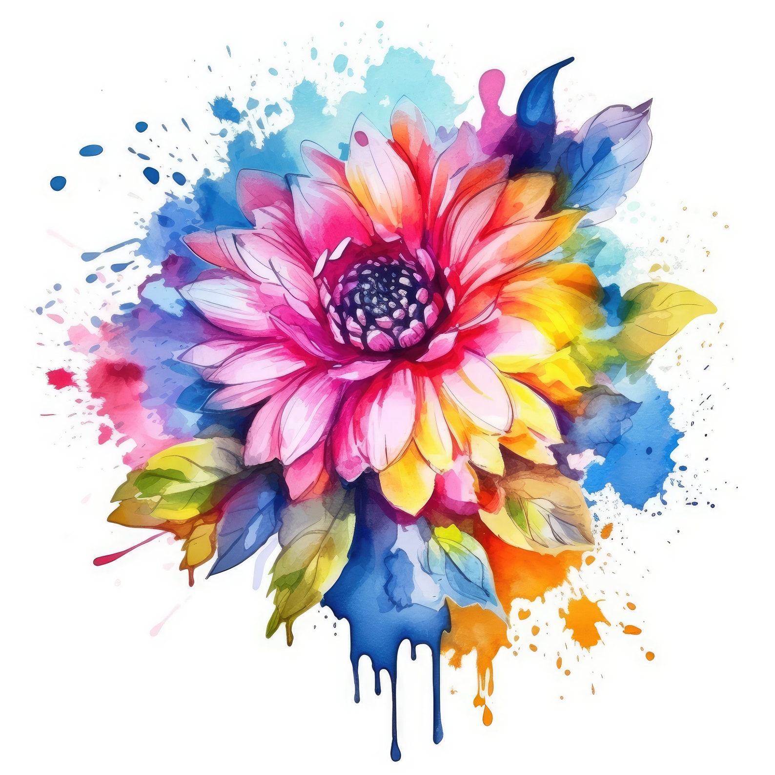 Vibrant Flowers - Floral Clip Art - PNG JPG - High Resolution ...