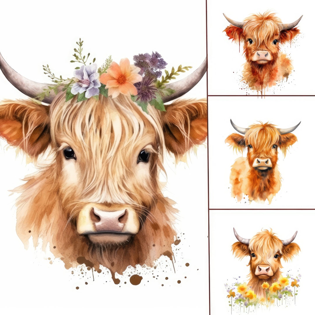 Highland Cows PNG - Spring Collection - Cute Clip Art - Commercial Use ...