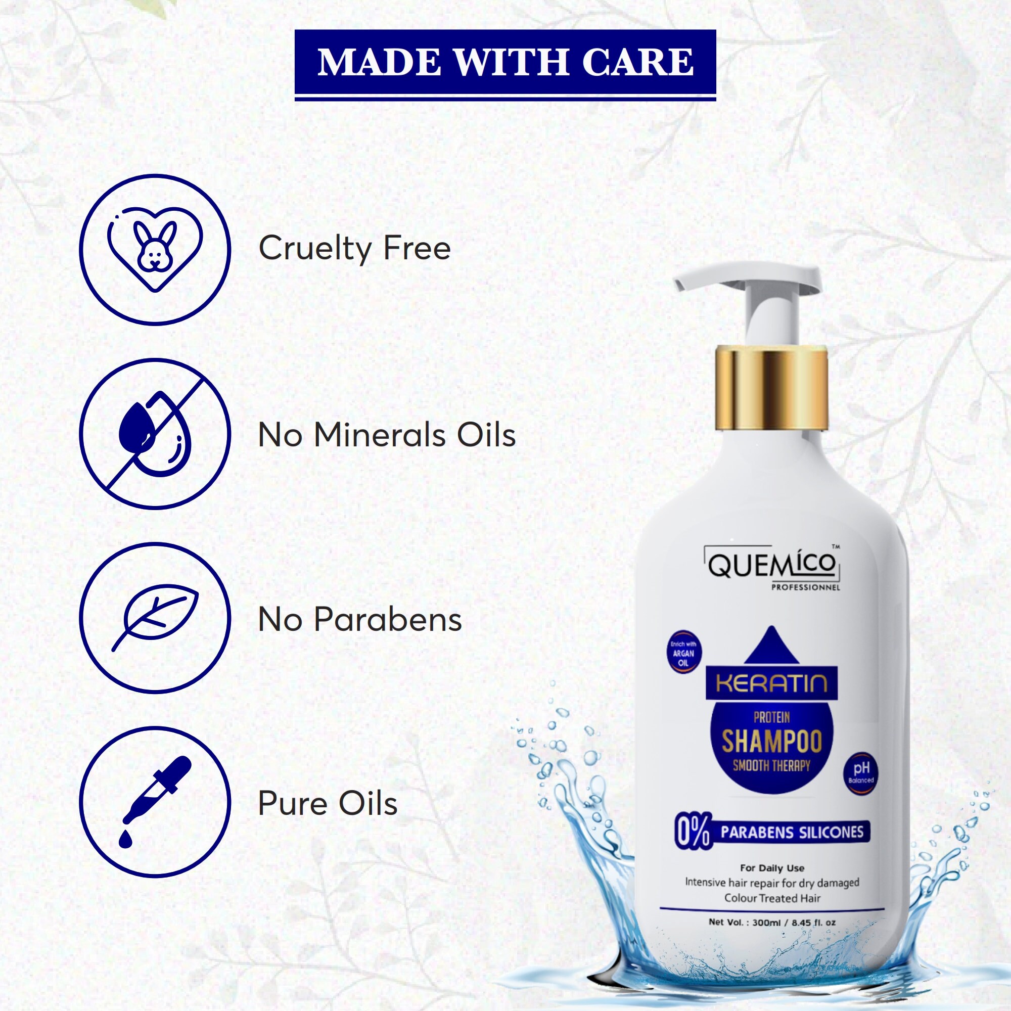 Keratin Protein Smooth Daily Shampoo and Conditioner Set From Quemico ...