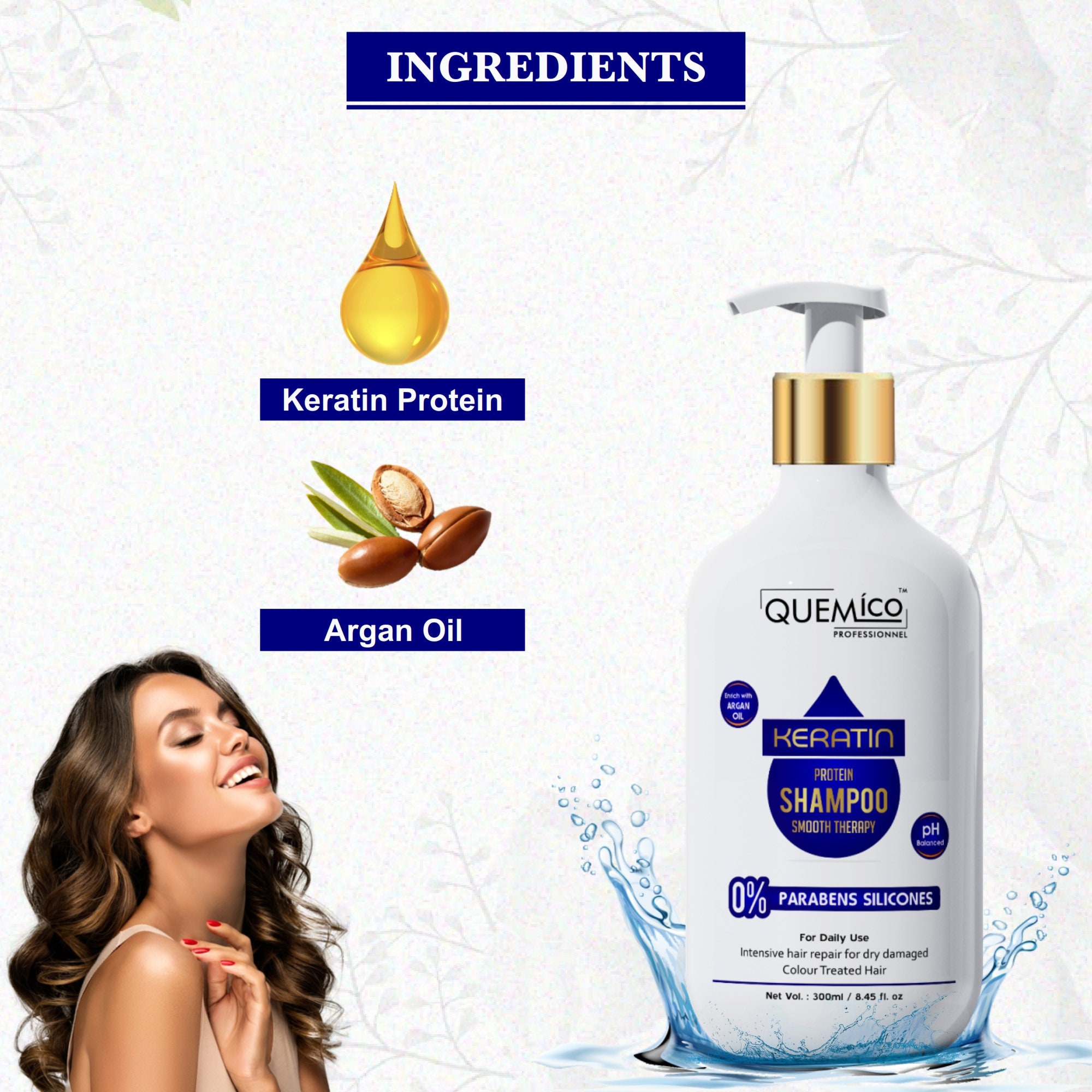 Keratin Protein Smooth Daily Shampoo and Conditioner Set From Quemico ...