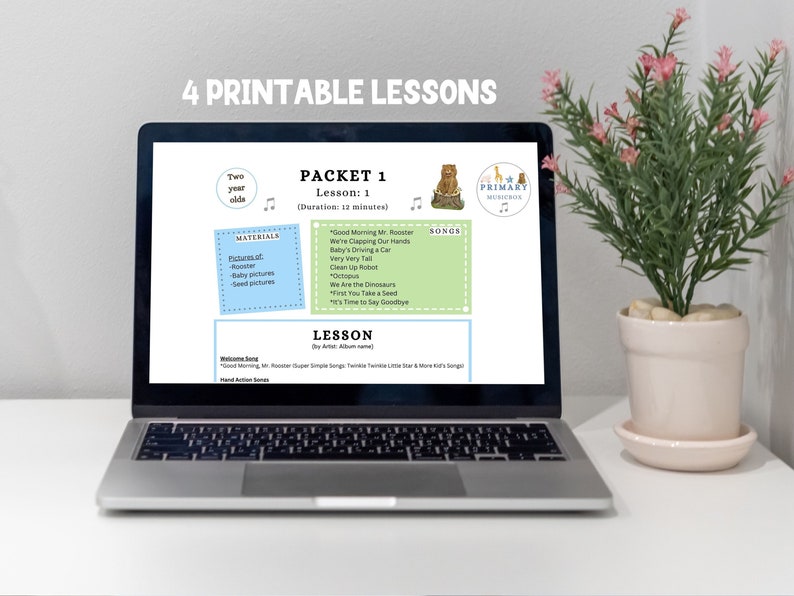 Preschool Music Curriculum Packet #1: Age 2, Four Music Lessons ...
