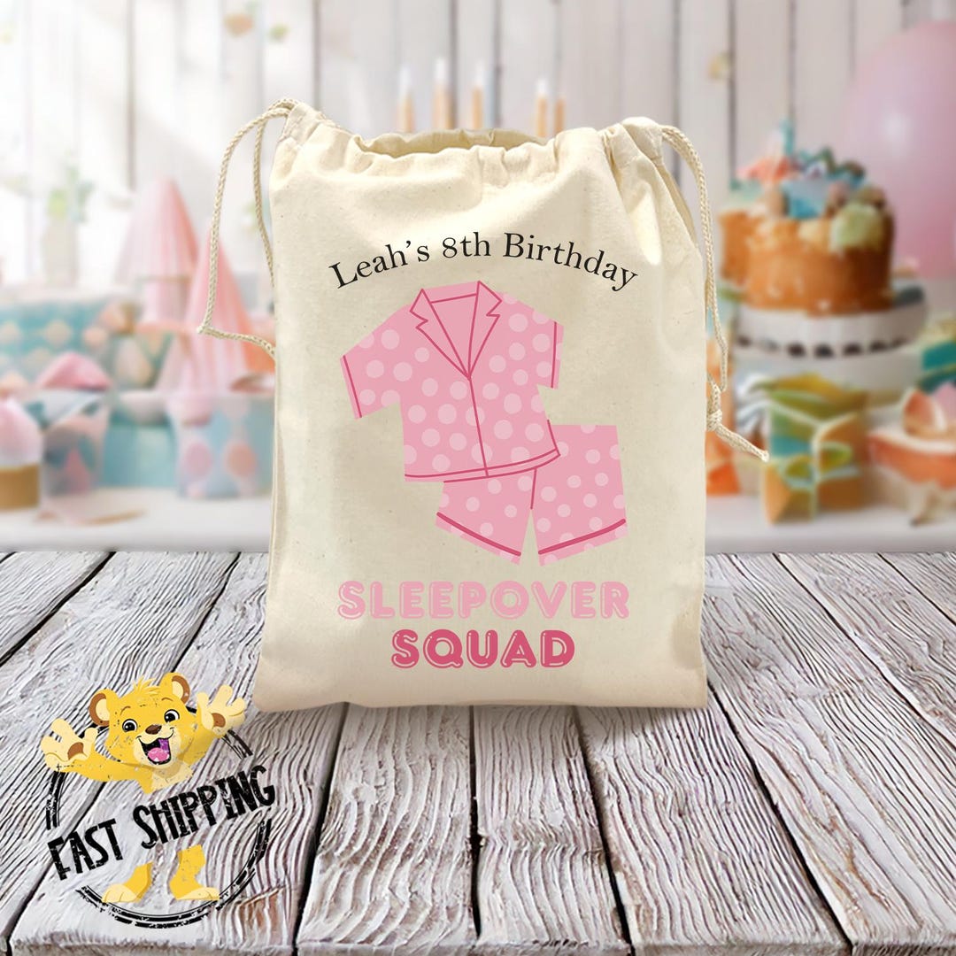 Sleepover Squad Goodie Bag - Girl Birthday Party Favors - 100% Cotton ...