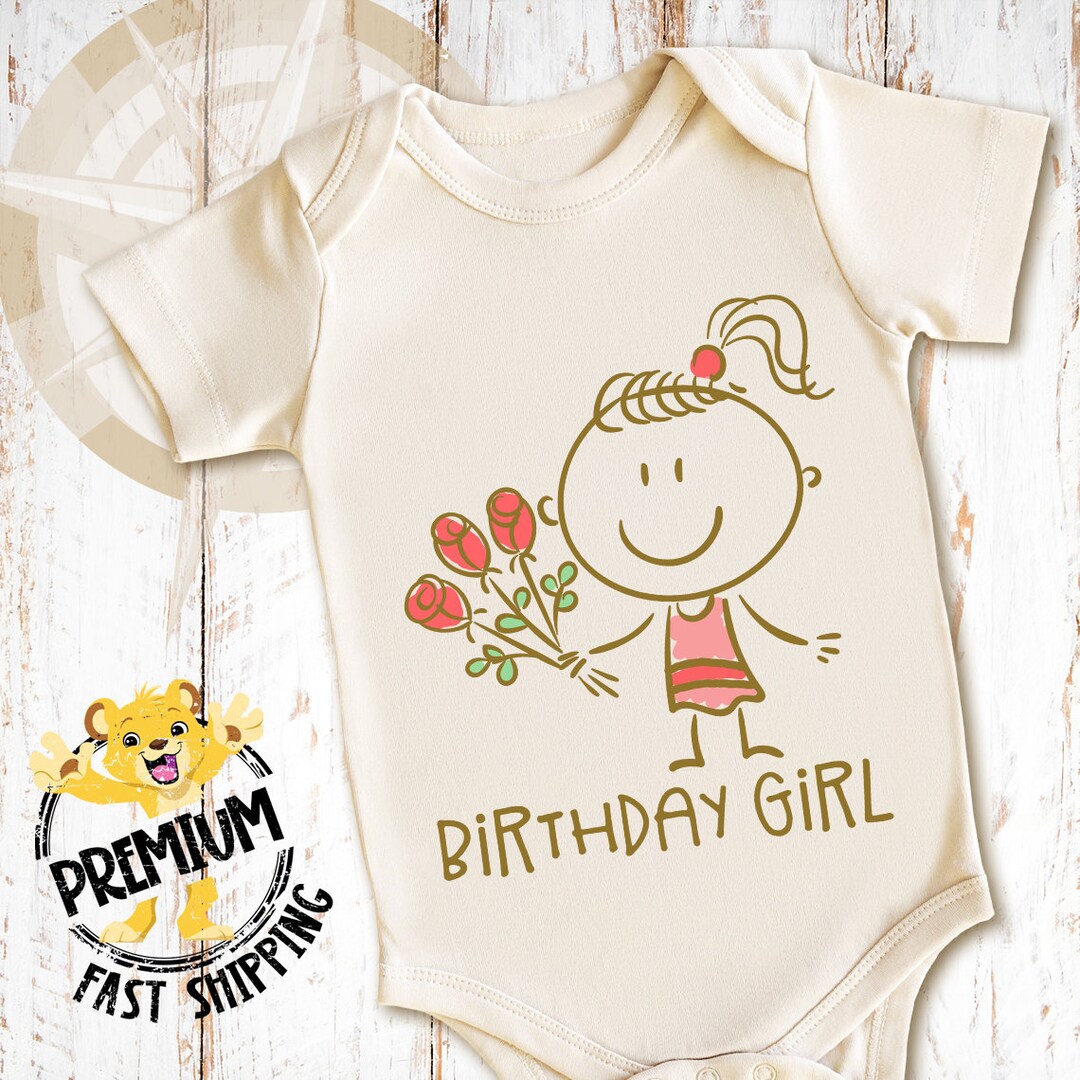 Stick Figure Birthday Girl Onesie®, Flower Birthday Onesie®, Cute ...