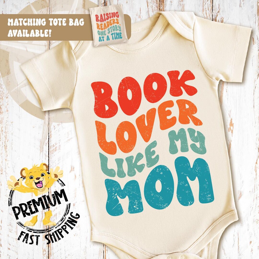 Book Lover Like My Mom Onesie® - Retro Book Lover Toddler Shirt ...