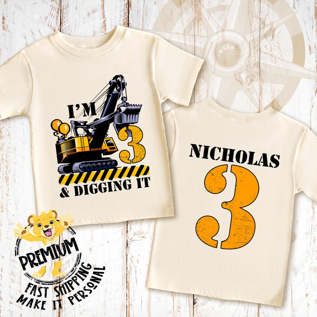 I'm 3 & Digging It Construction Birthday Shirt, Construction Shirt, 3rd Birthday Construction ...